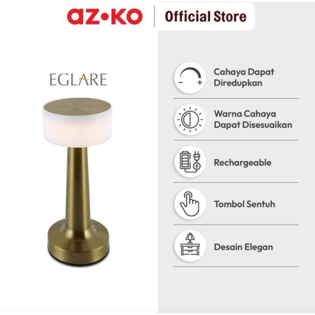 Jual EGLARE Tilde Lampu Meja Led Rechargeable 2 Watt Brass - Table Lamp ...