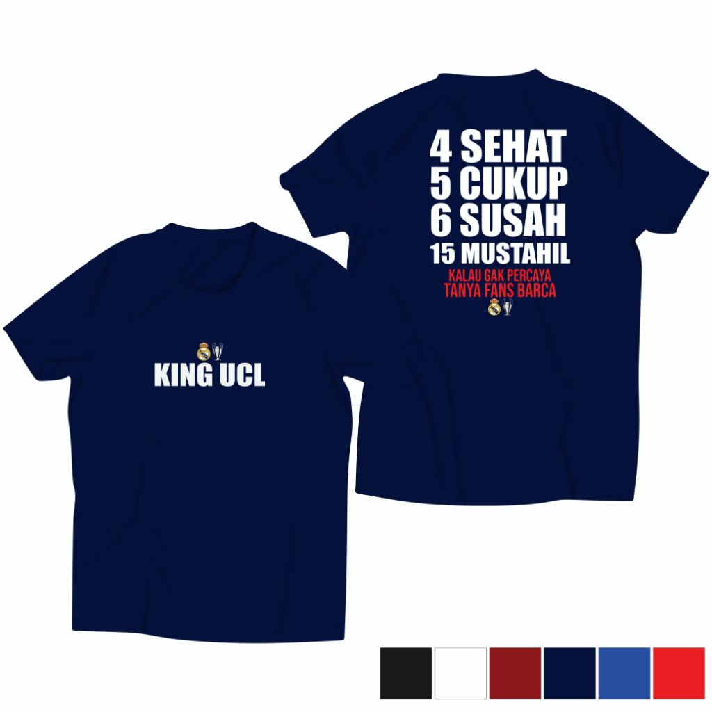 Jual baju king ucl real Madrid///t-shirt fans Madrid king ucl | Shopee ...