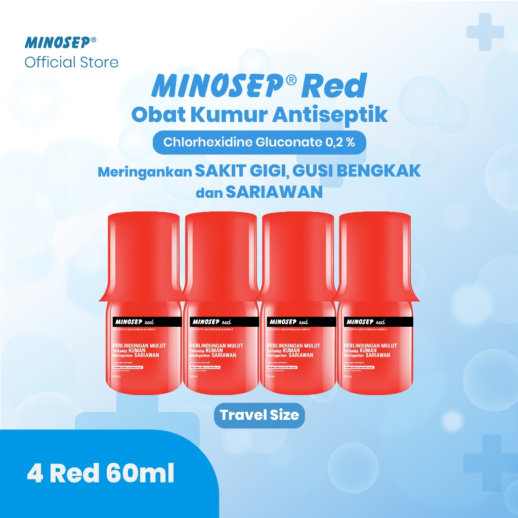 Jual Minosep RED Obat Kumur Antiseptik 60ml 4botol Travel Size ...