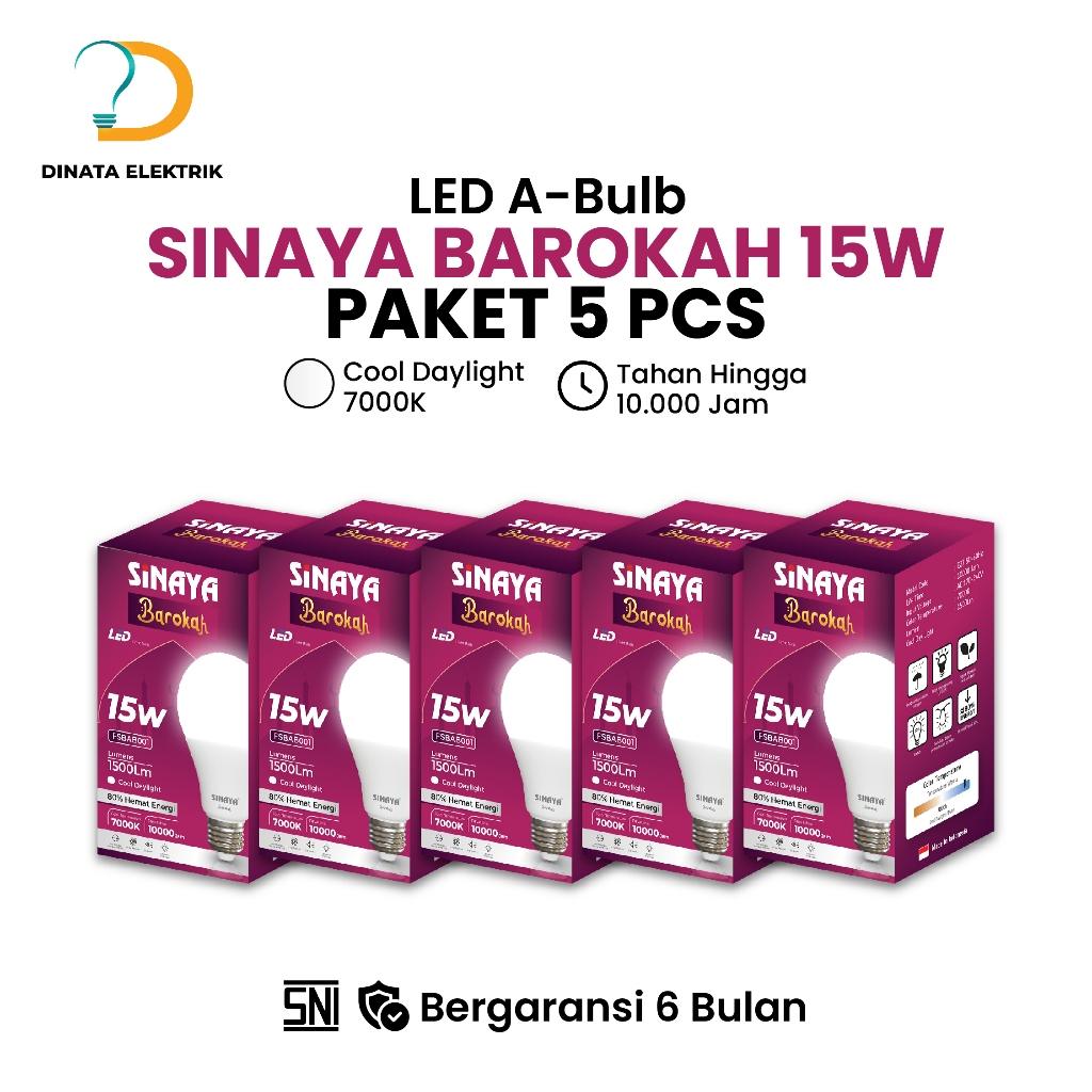 Jual PAKET MURAH..!!! SINAYA BAROKAH 15W 5PCS CAHAYA PUTIH - CDL - | Shopee Indonesia
