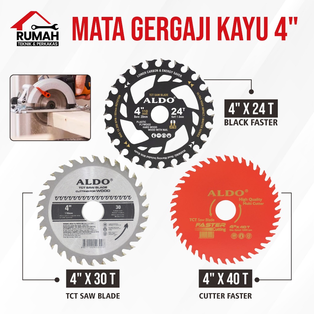 Jual Circular Saw Tct 4 X 24t 30t 40t Mata Gergaji Potong Kayu 4 Inch Aldo Shopee Indonesia