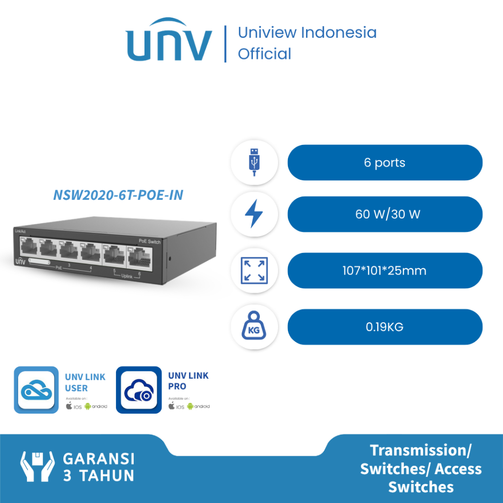 Jual UNIVIEW NSW2020-6T-POE-IN Poe Switch 2 Port | Shopee Indonesia