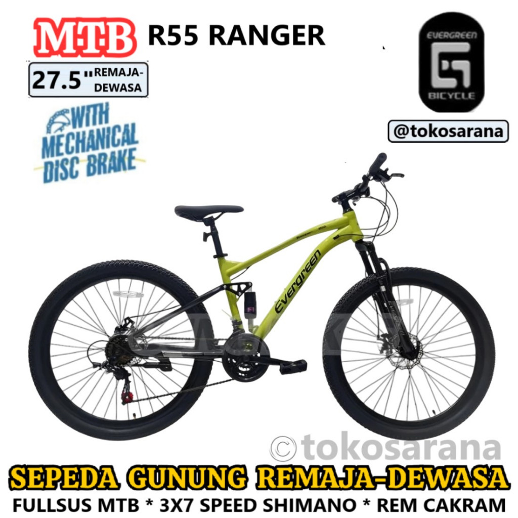 Jual Sepeda Gunung Evergreen R50B R50J 26 Inci R55 27.5 Inci MTB Rangka ...