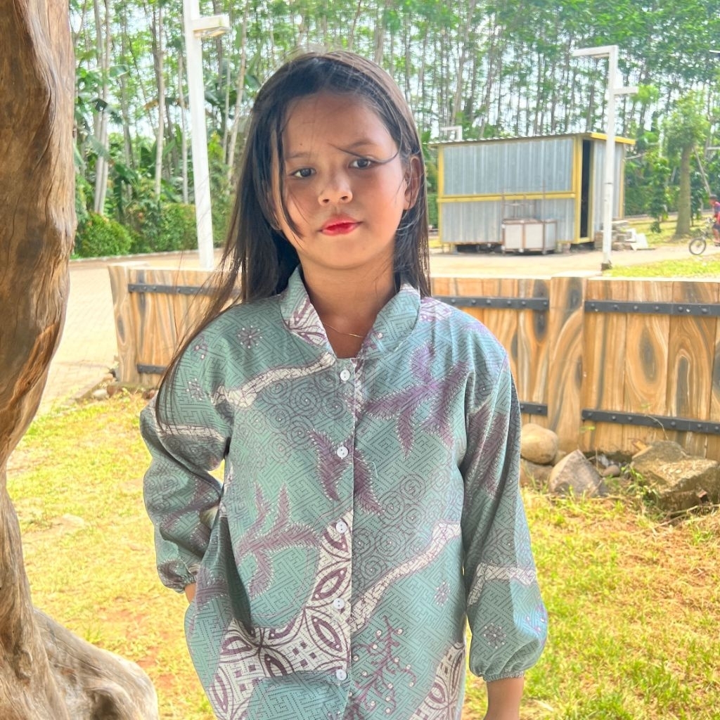 Jual Esther Blus Top Atasan Batik Anak Tika Lengan Panjang Cantik Cocok untuk Seragam Sekolah ...