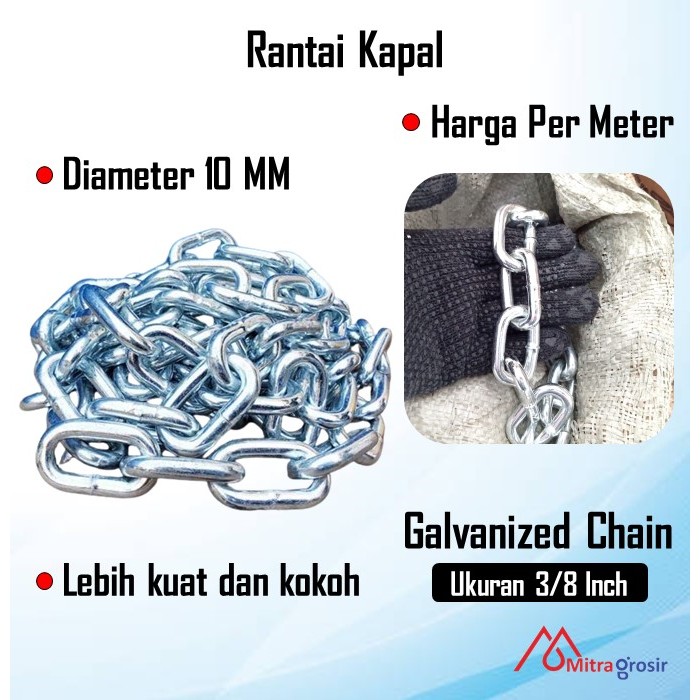 Jual RANTAI GALVANIS (BESI)/GALVANIZED CHAIN 10MM, 12MM, 16MM, 18MM ...