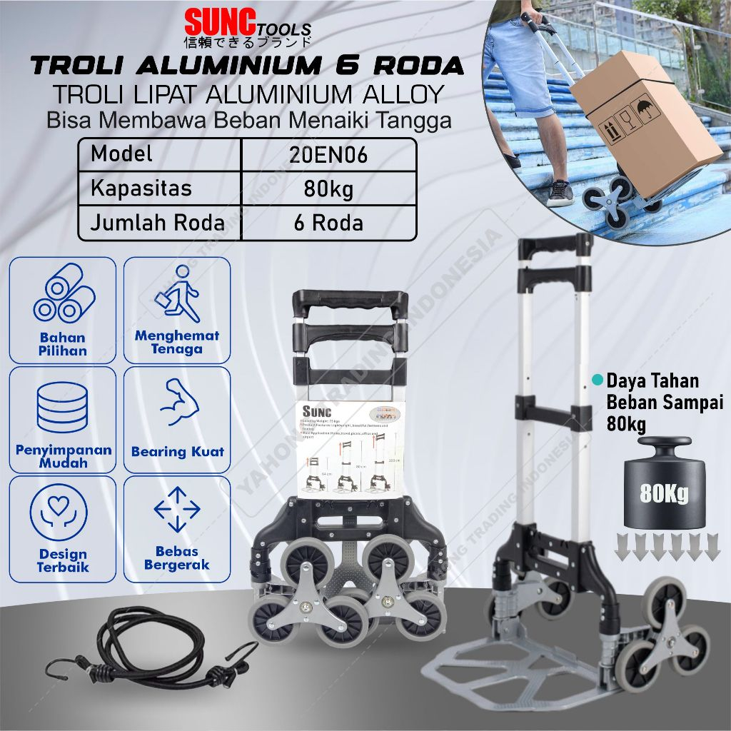 Jual Troli Lipat Portable Trolley 6 Roda Aluminium Troli Belanja Galon ...