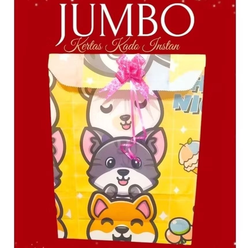 Jual Kertas Kado INSTAN JUMBO Bungkus Hadiah Pernikahan Bonus Pita Muat ...
