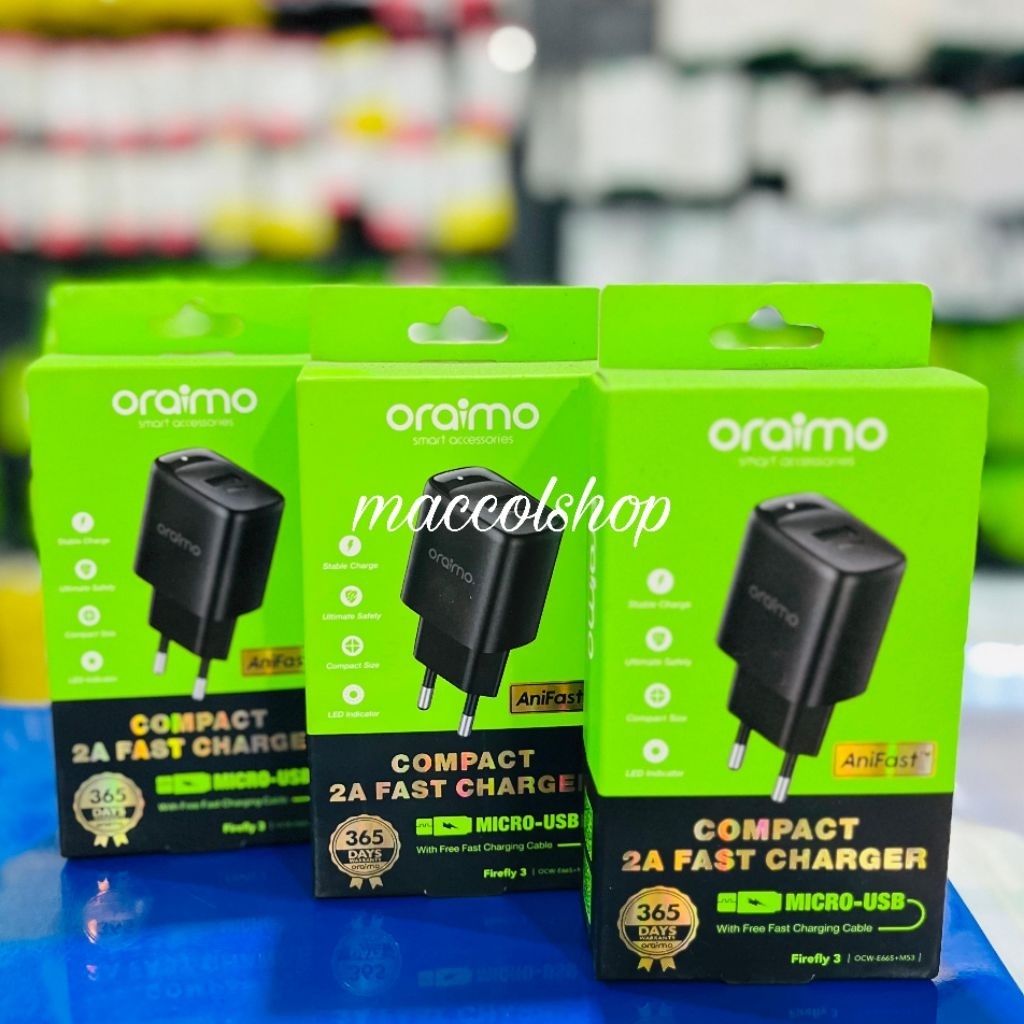 Jual charger oraimo OCW-E66S+M53 Micro 5V 2A fast Charging | Shopee ...