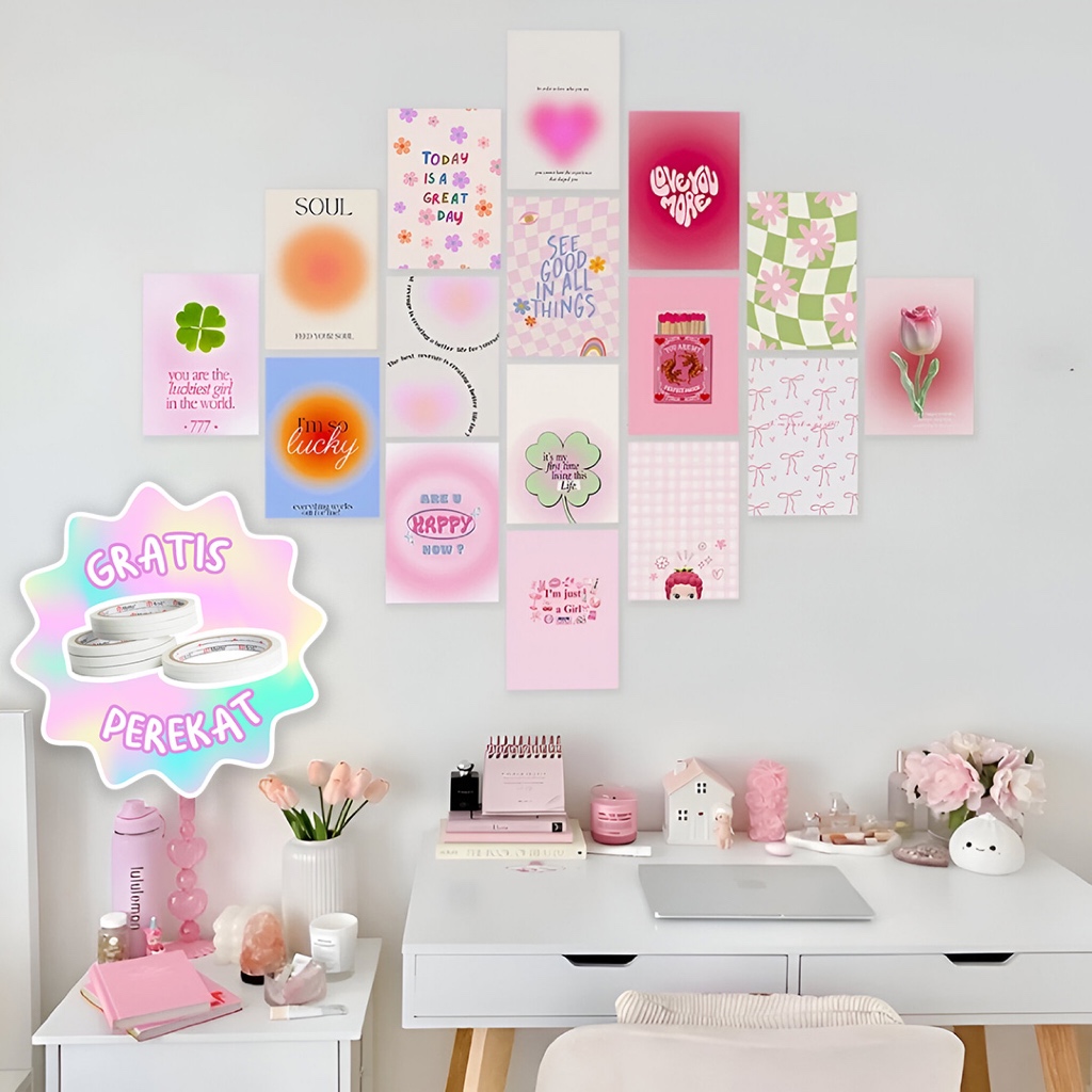 Jual 18 pcs Wall decor pastel korean aesthetic, hiasan dinding kamar poster coquette a5 a6 ...