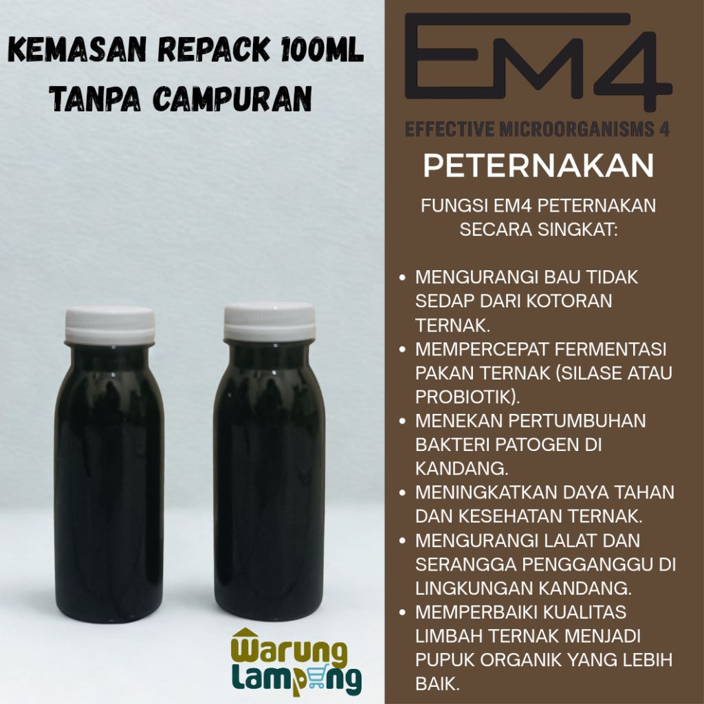 Jual (HARGA 1 BOTOL) EM4 Peternakan 100ml / 100 gram Repacking | Ori ...