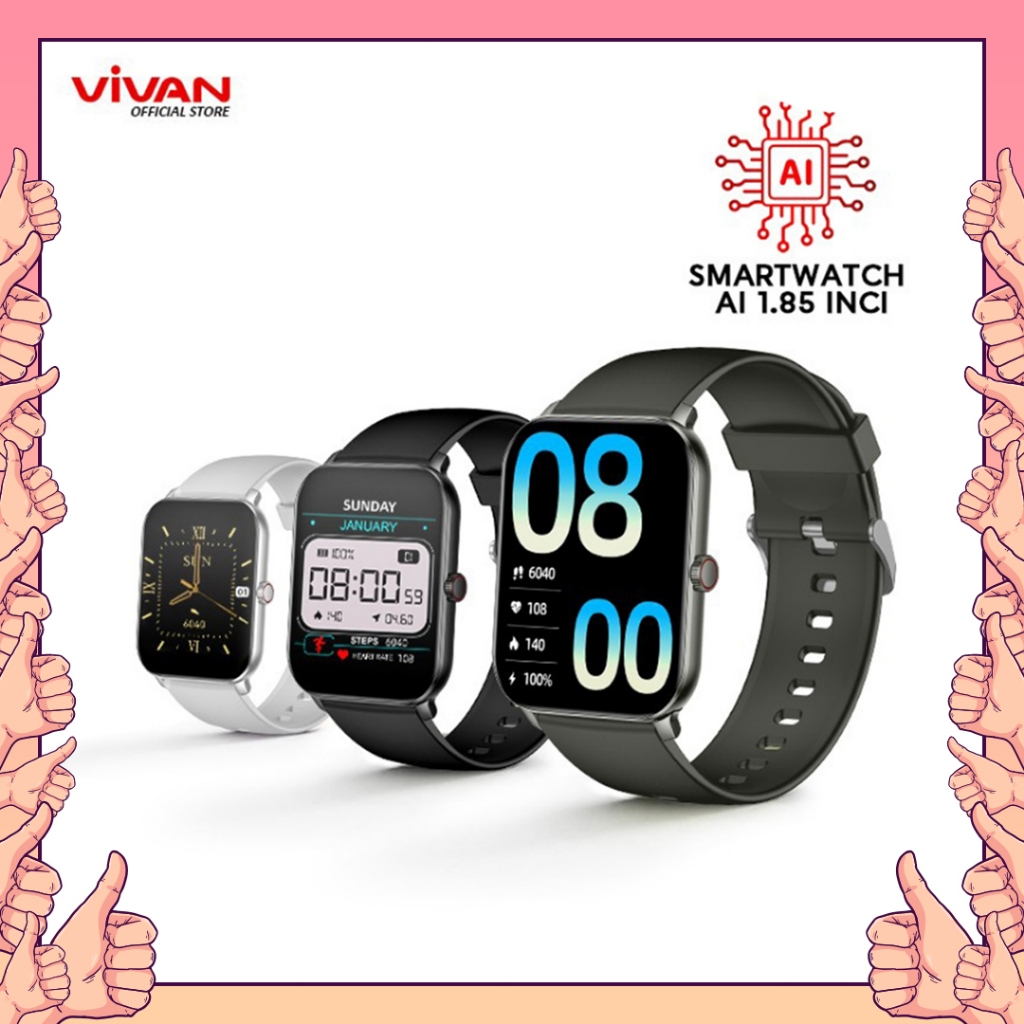 Jual VIVAN Smartwatch Waterproof IP68 100+ Sports Mode Alexa AI ...