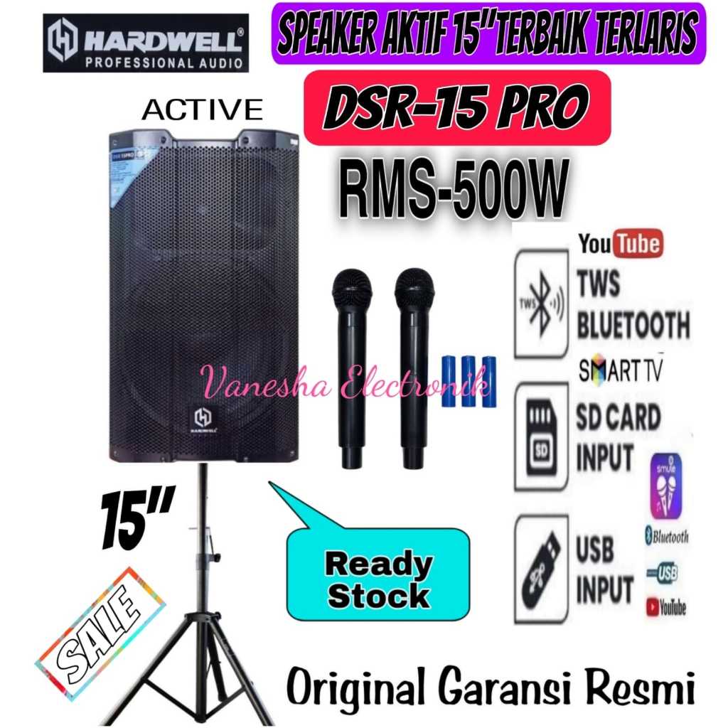 Jual Speaker Aktif 15 Inch HARDWELL DSR 15 PRO 500Watt Bluetooth Tws ...