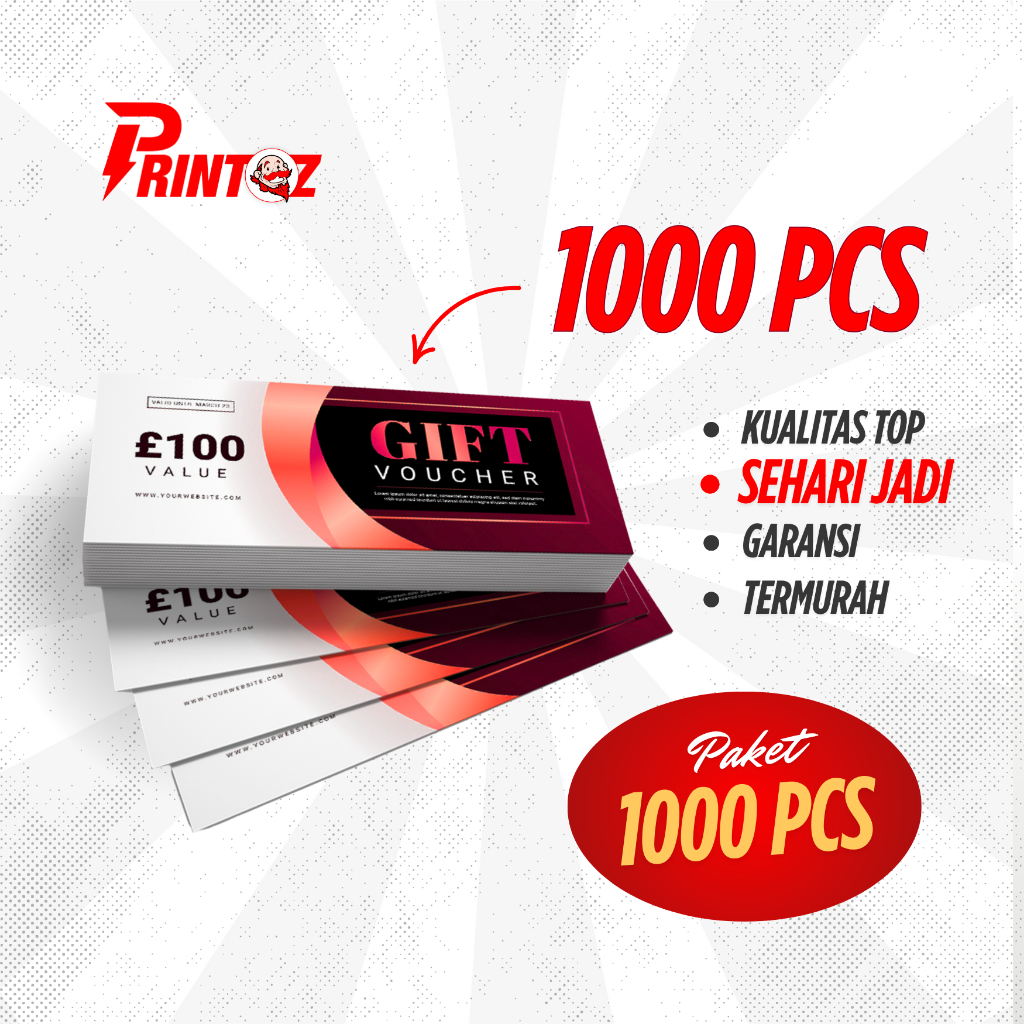 Jual Cetak Voucher Ukuran 14 x 6 Paket 1000 Cetak Kupon Voucher Makanan ...