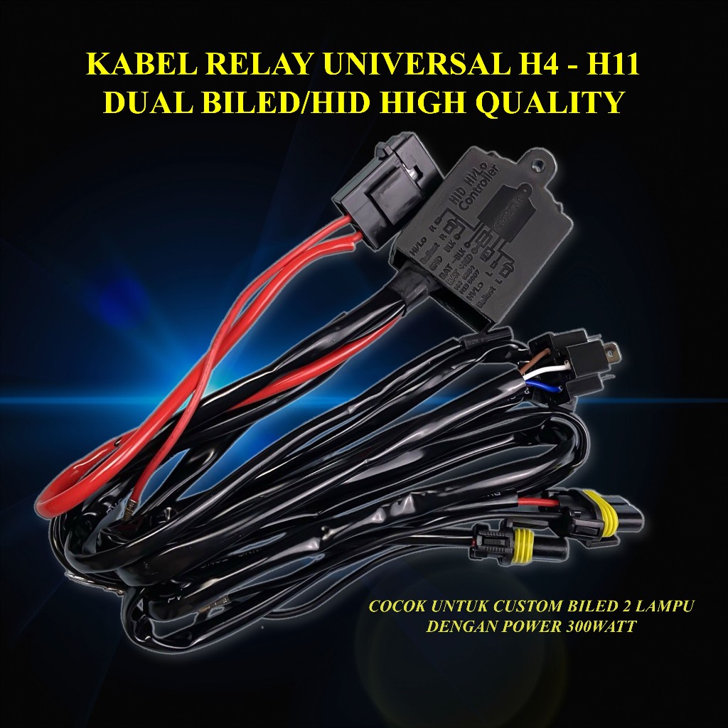Jual Kabel Relay Dual BILED/HID Universal H4 -H11 High Quality 300Watt ...