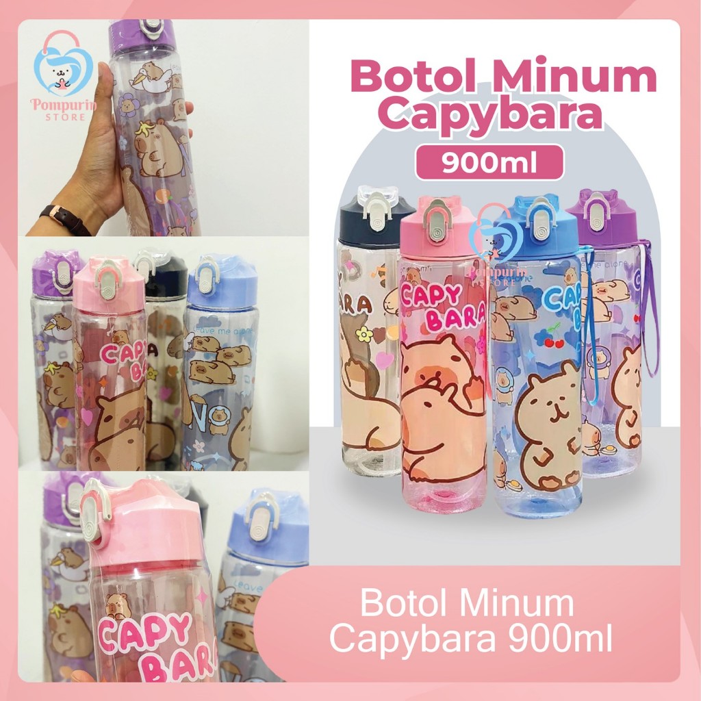 Jual Botol Minum Capybara 900ml (1048) Free Sedotan + Tali - Botol Minum Anak Sekolah Sedotan ...