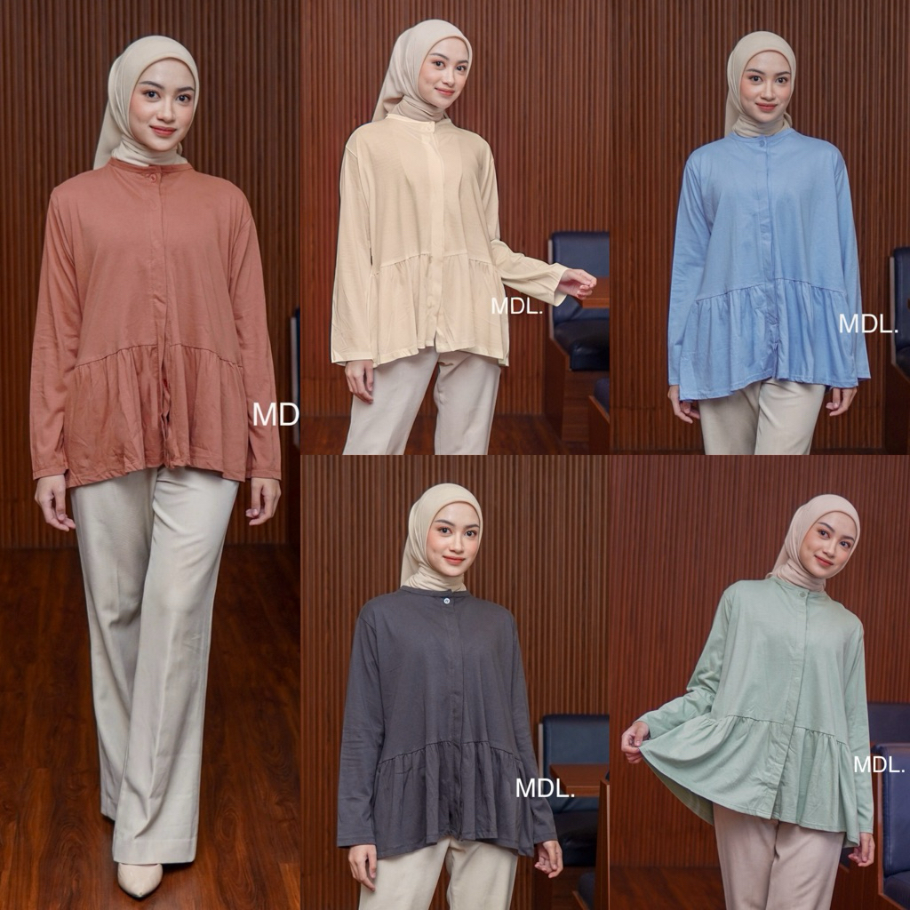 Jual COMBED ANITA MODEL RUFFLE TOP KAOS POLOS OVERSIZED LONG SLEEVE ...