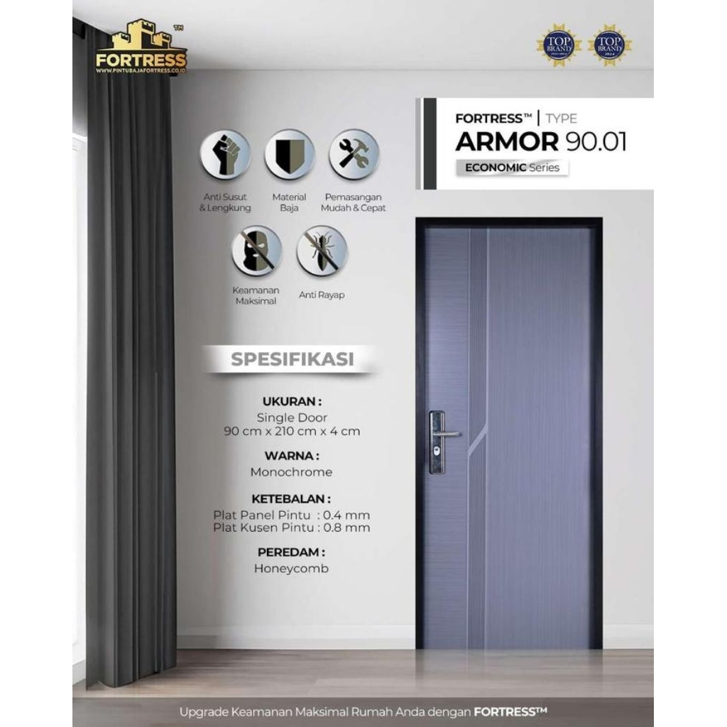 Jual Pintu Utama / Pintu Kamar Baja Fortress 90x210 Type ARMOR 90 Warna ...