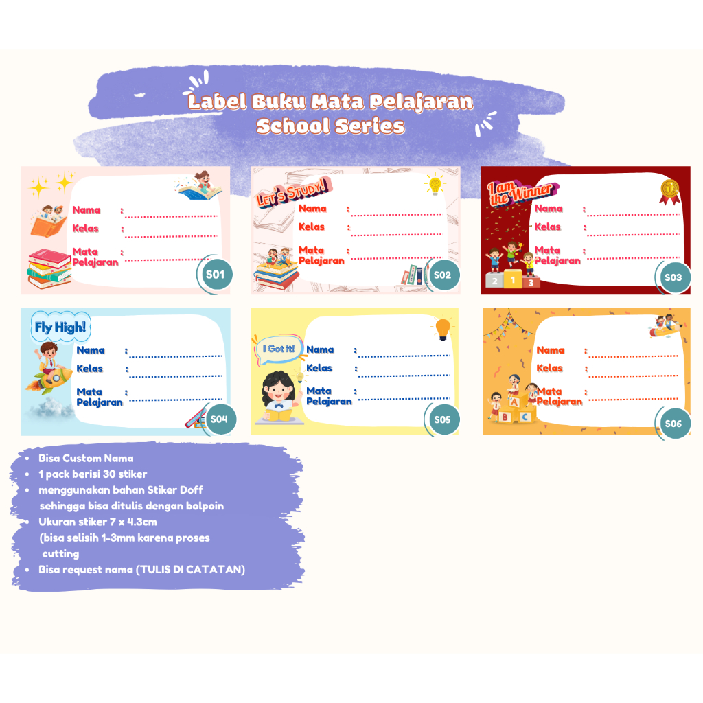 Jual Jual Stiker Label Mata Pelajaran Bisa Custom School Series ...