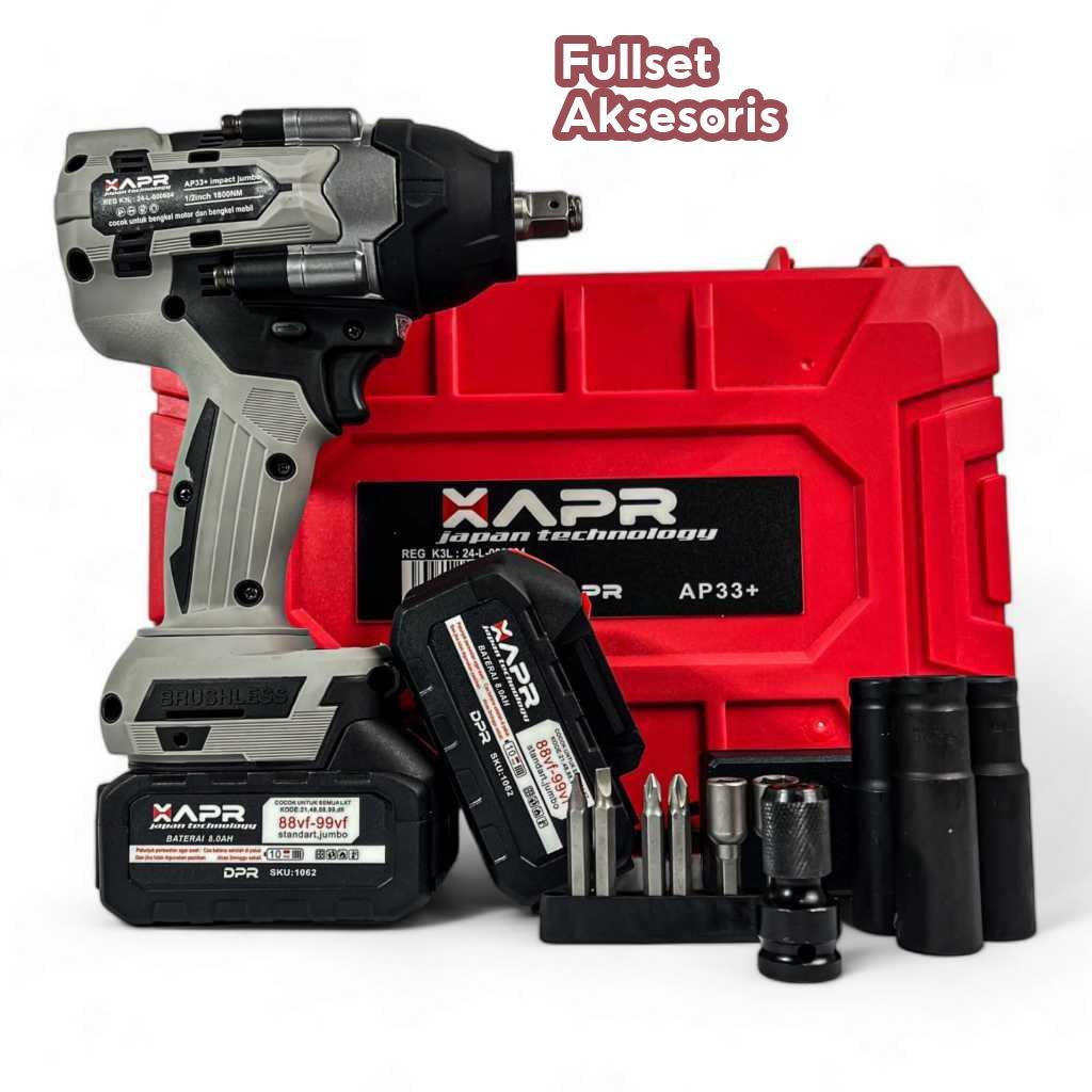Jual APR RAJA Bor IMPACT WRENCH JUMBO AP33+ 1800nm 99vf 1/2inch fullset ...