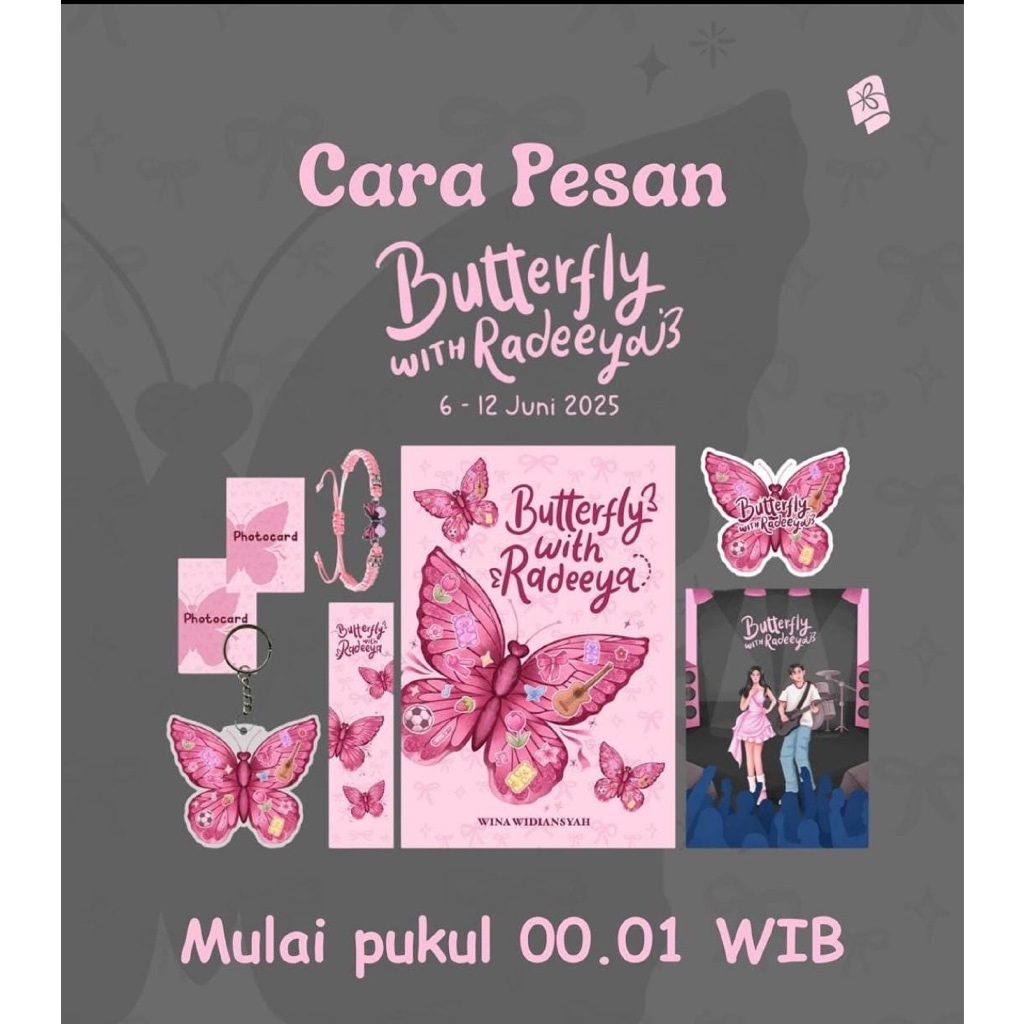 Jual [ FREE NOTEBOOK ] Buku Novel Butterfly With Radeeya - Wina ...