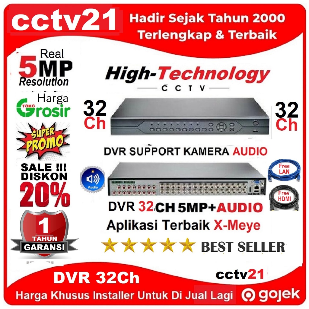 Jual DVR 32CH 5MP Suport Camera Audio 6 IN 1 APLIKASI X-Meye Harga ...