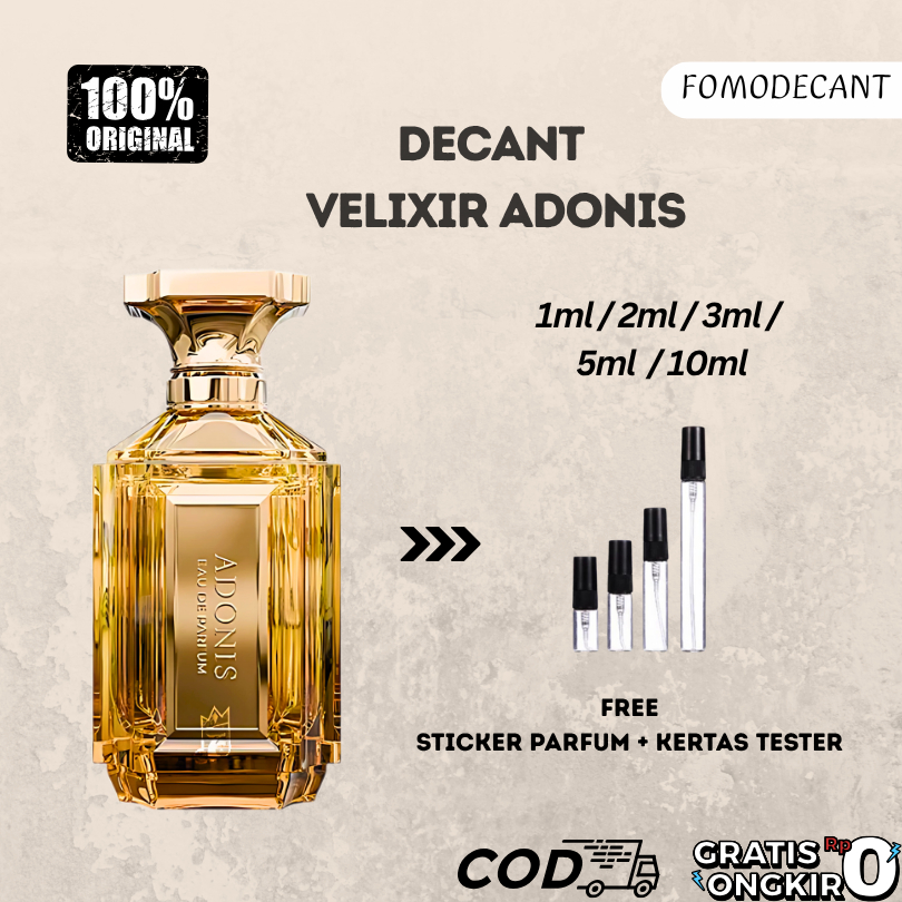 Jual Decant Parfum VELIXIR ADONIS 1ml 2ml 3ml 5ml 9ml (VIP) 10ml 15ml ...