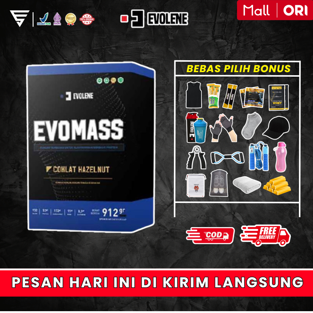 Jual Evolene Evomass Susu Protein Otot Penambah Berat Badan 2 lbs (912g) | Shopee Indonesia