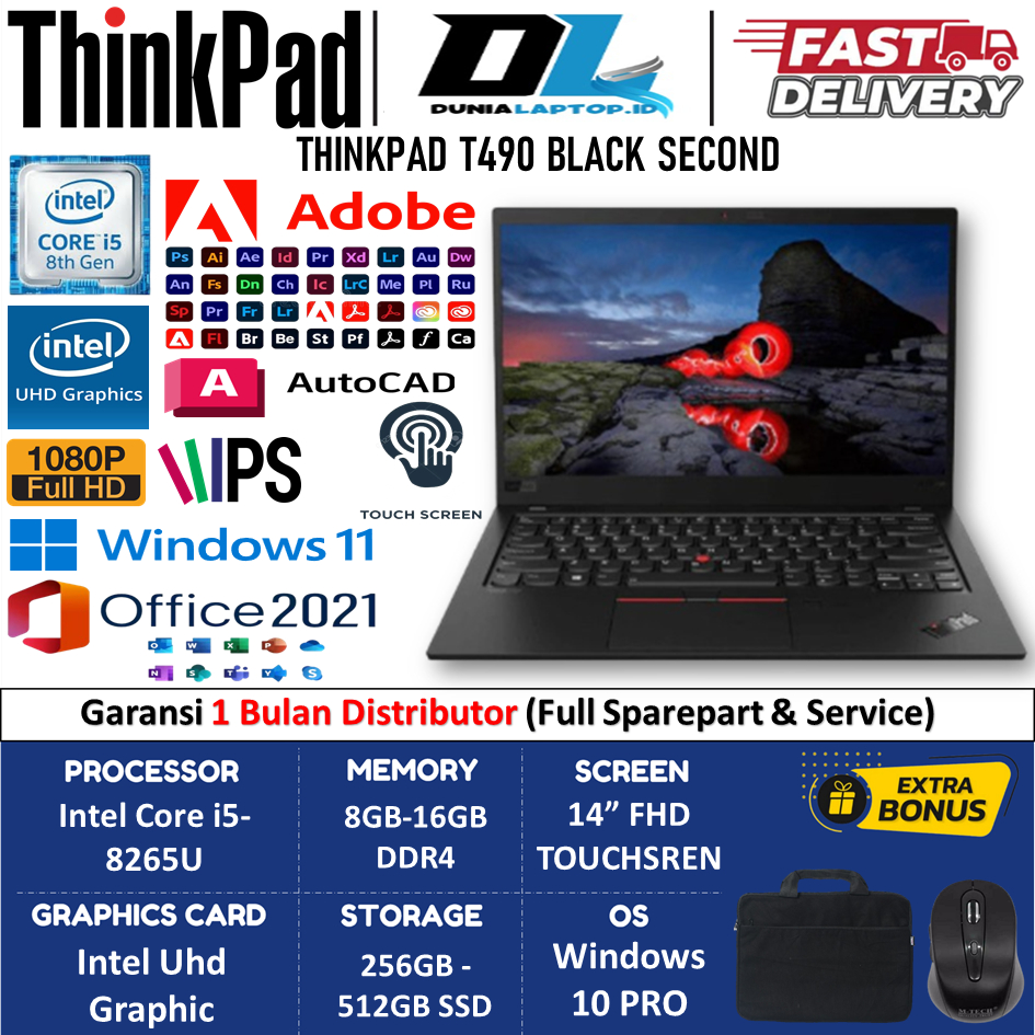 Jual Laptop Touchsren Thinkpad T490 Intel Core i5 8265U 16Gb 1Tb SSD ...