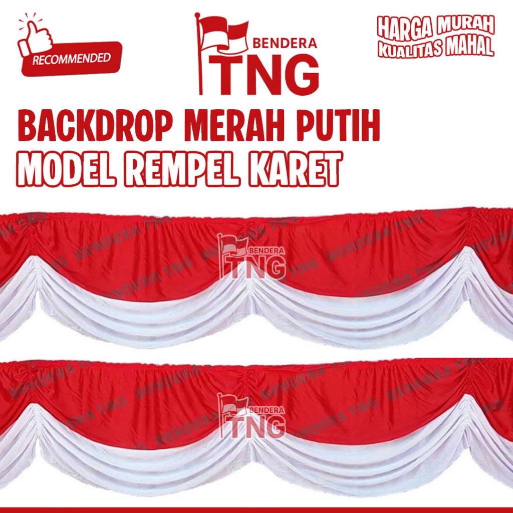 Jual Bendera merah putih rempel karet / Backdrop indonesia merah putih ...
