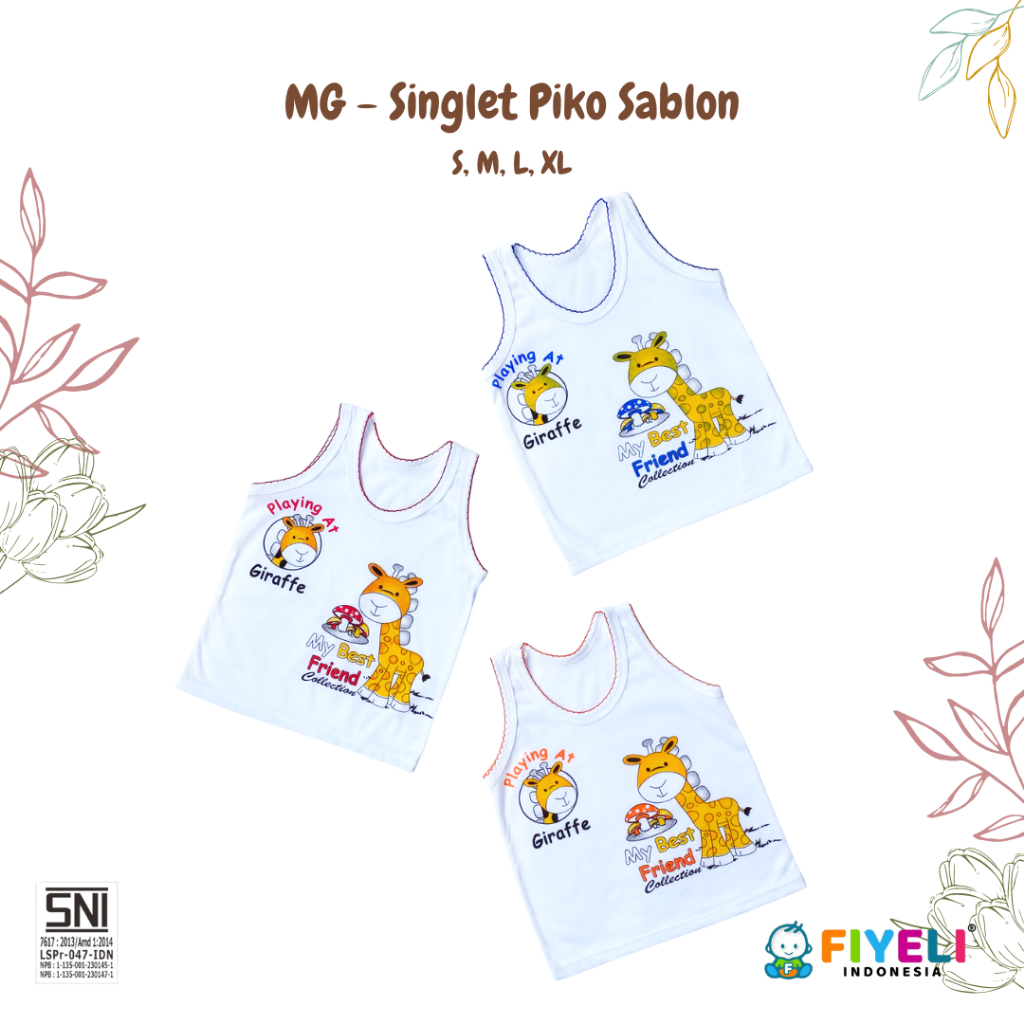 Jual MEGA - (ISI 6PCS) Singlet Bayi Singlet Anak 0-2th Kaos Anak Piko ...