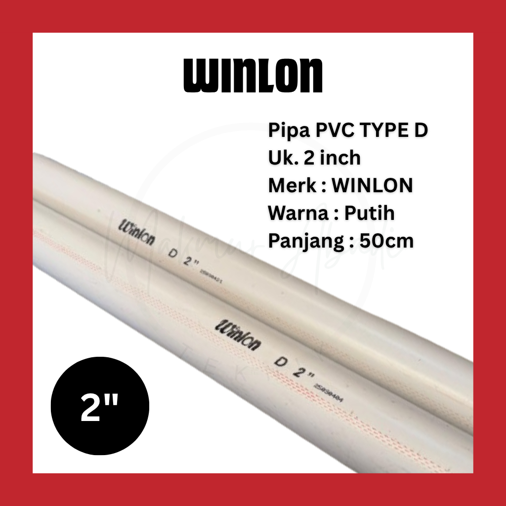 Jual PIPA AIR PVC WINLON TYPE D UKURAN 2 INCH METERAN || 50cm dan 100cm ...