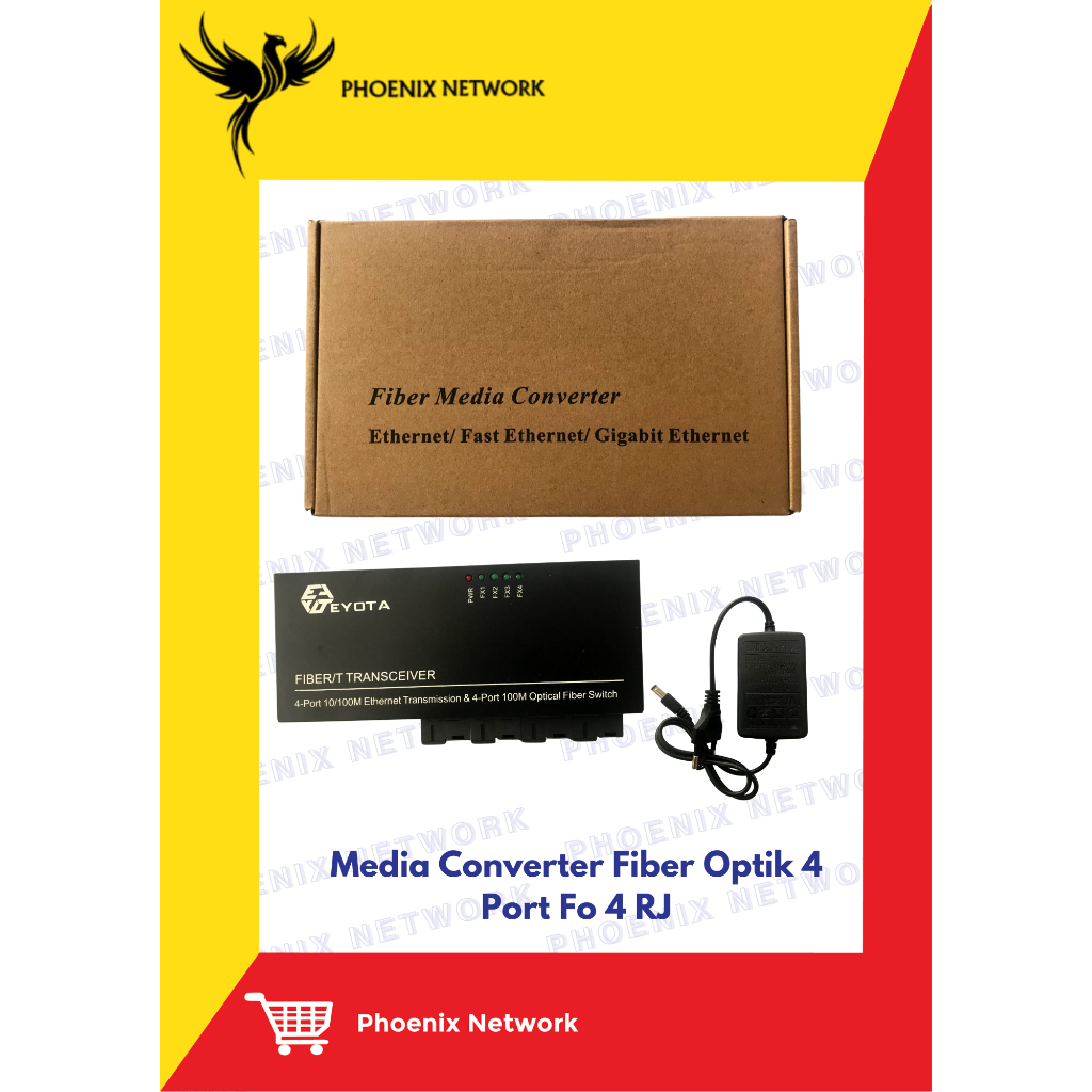 Jual HTB MEDIA CONVERTER EYOTA FIBER OPTIC 4 FO 4 LAN POE 100 Mbps HTB ...