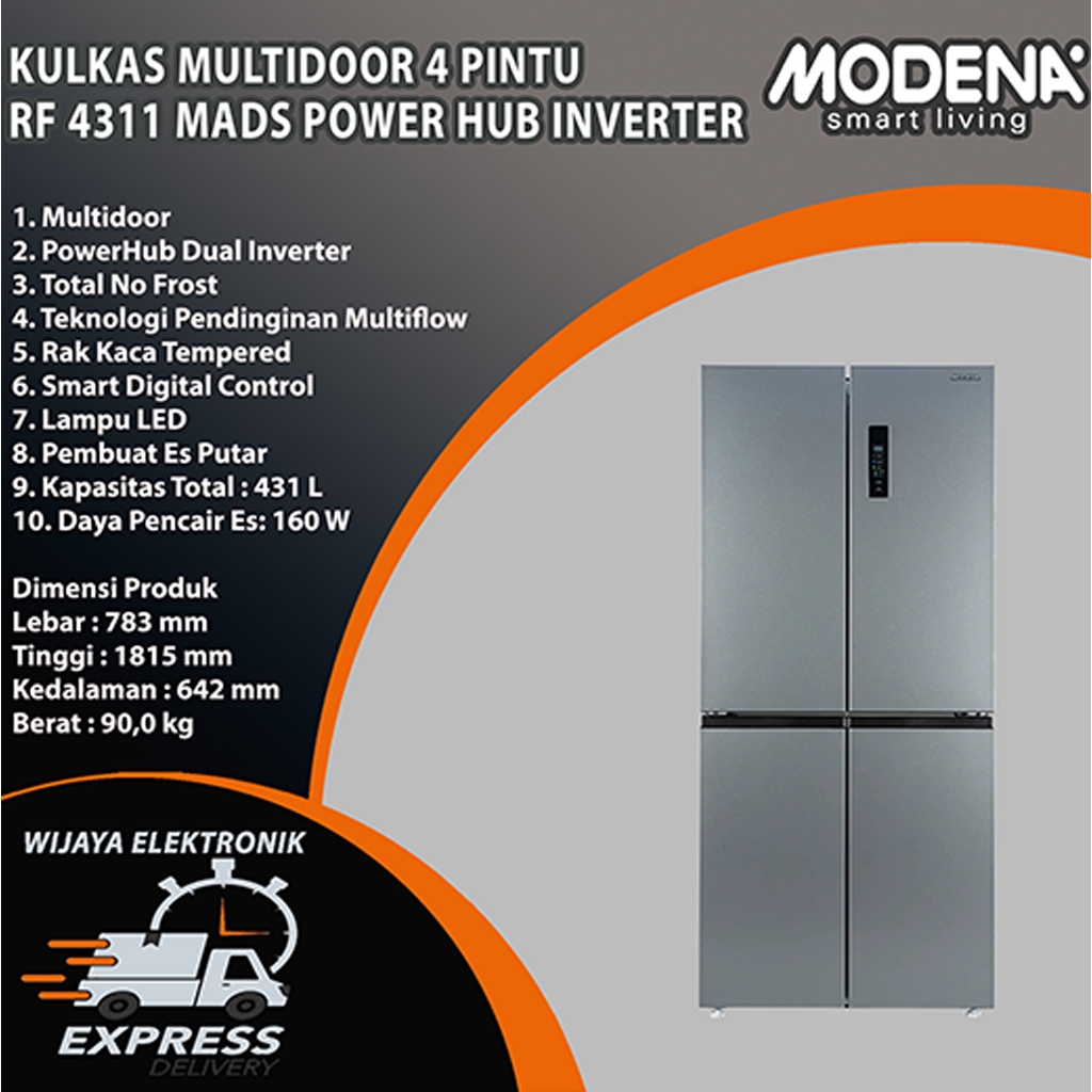 Jual Modena Refrigerator - Kulkas 4 pintu 431 Liter Modena RF 4311 MADS ...