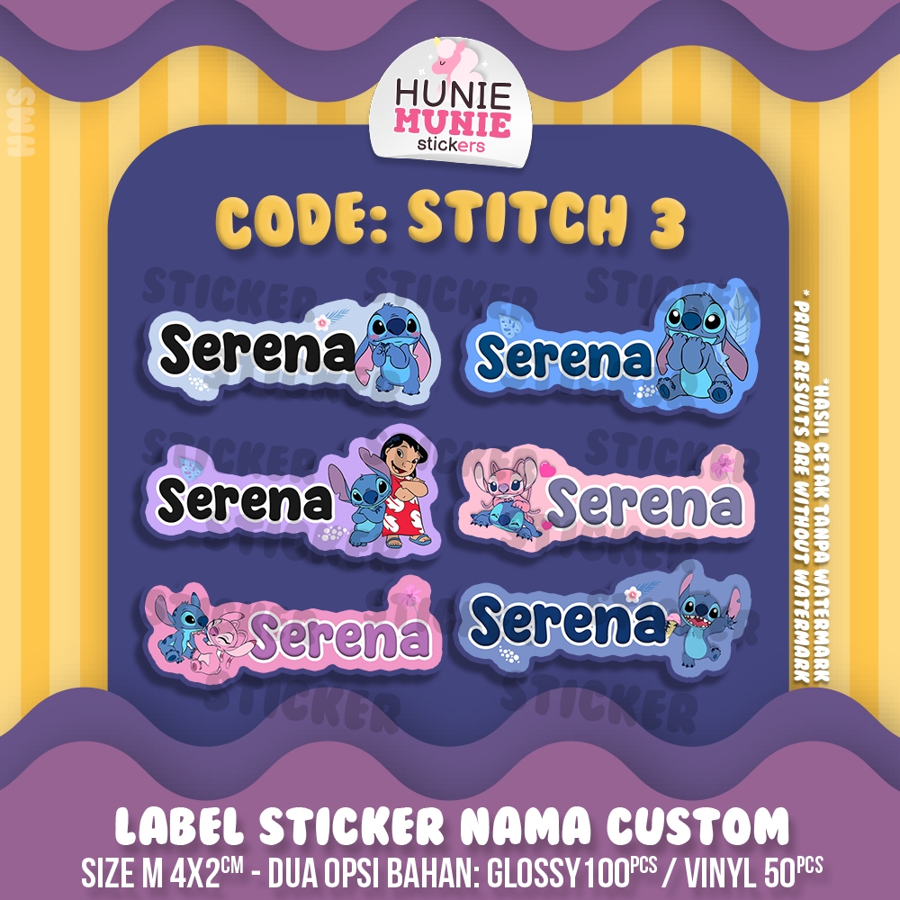 Jual Sticker Label Nama Custom - Stitch Lilo Angel (100 pcs) Stiker ...
