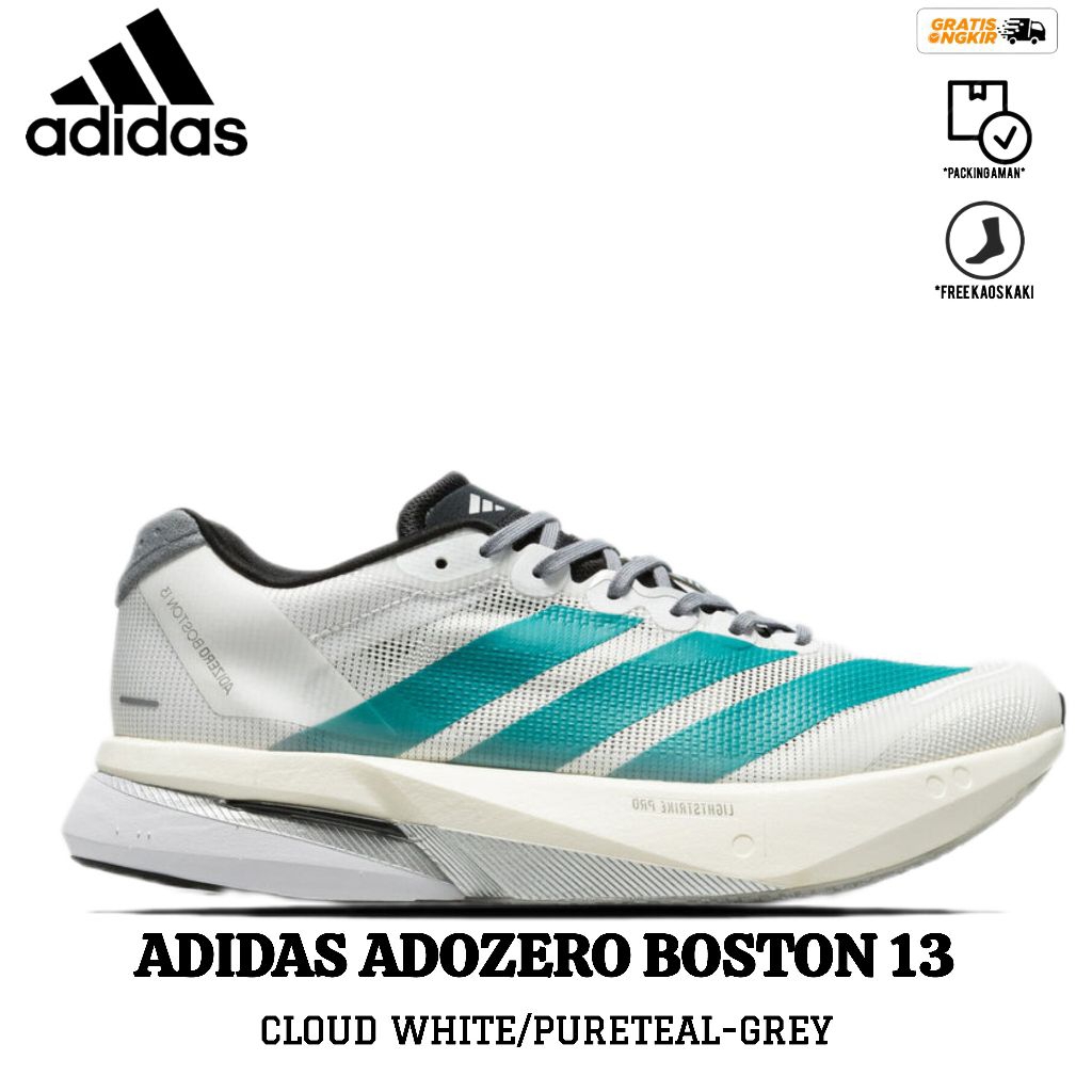Jual Sepatu Running Adidas Adizero Boston 13 Cloud White/Pure Teal-Grey ...