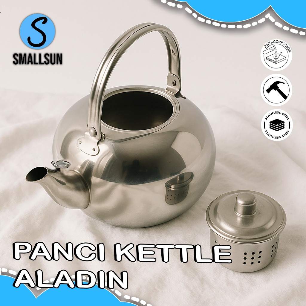 Jual [SS} Teko + Saringan Stainless Steel Bulat Teko Aladin 1 Liter Tea ...