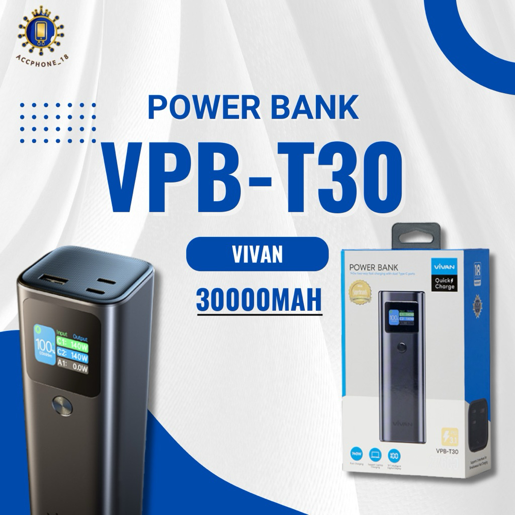 Jual VIVAN VPB-T30 Power Bank 27600mAh Fast Charging 140W PD 3.1 ...
