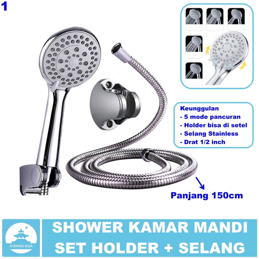 Jual Shower Kamar Mandi Satu Set Selang Hand Shower Stenlis Stainless ...