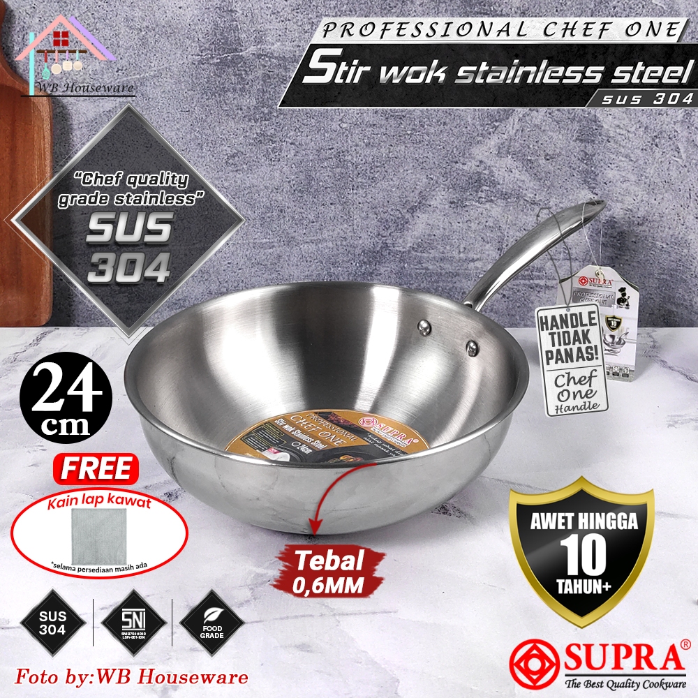 Jual NEW Panci stir wok 24cm chef one series stainless steel SUS 304 ...