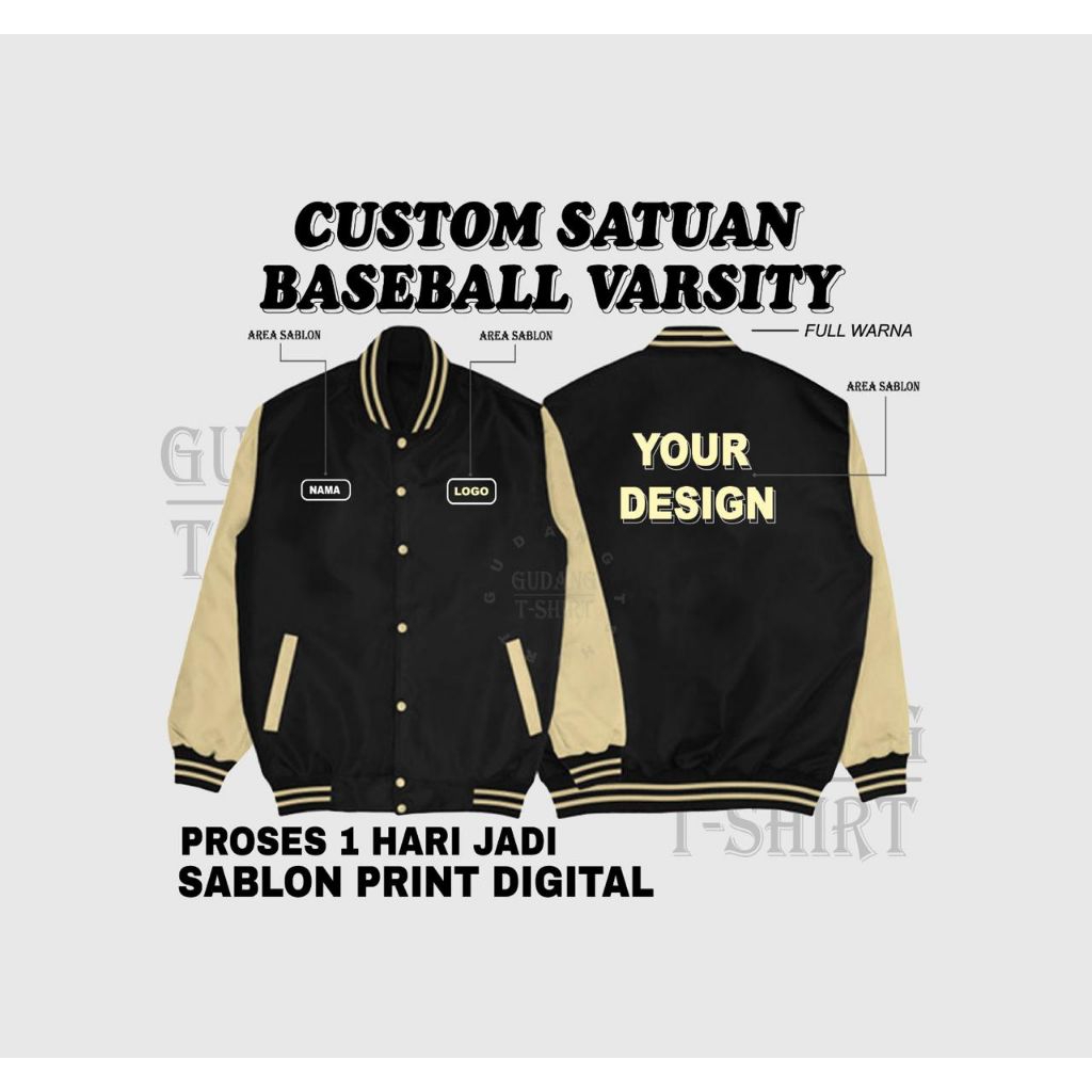 Jual Jaket Varsity / Baseball Custom Sablon Bisa Riquest Desain Suka ...