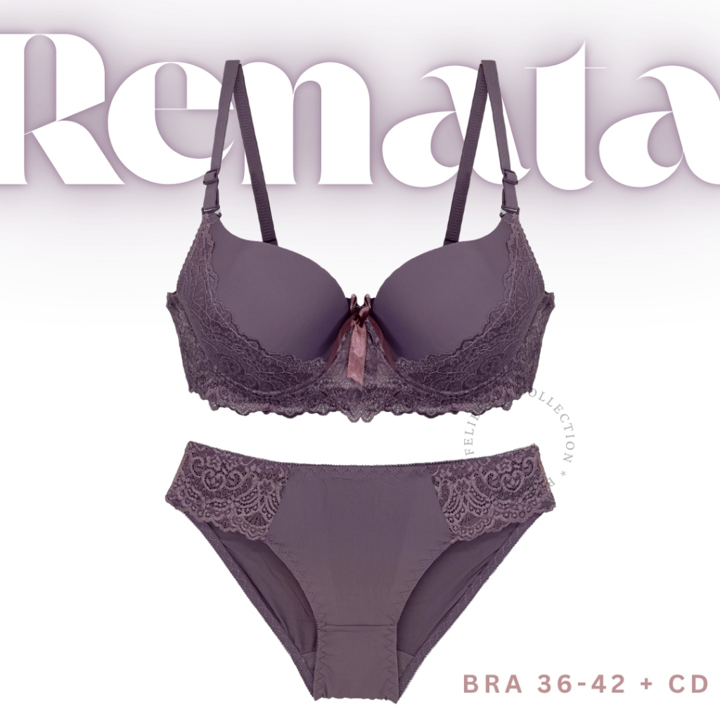 Jual RENATA Bra Set Busa Tebal Kawat Renda (BH + CD) Size 36-42 Cup B ...