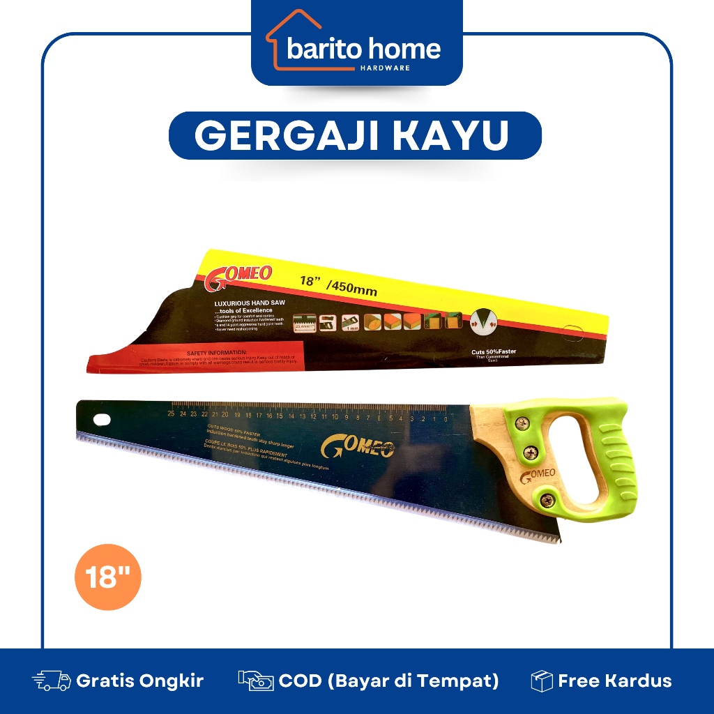 Jual GOMEO Gergaji Tangan Hand Saw Bahan Baja Gergaji Kayu Triplek 45 ...