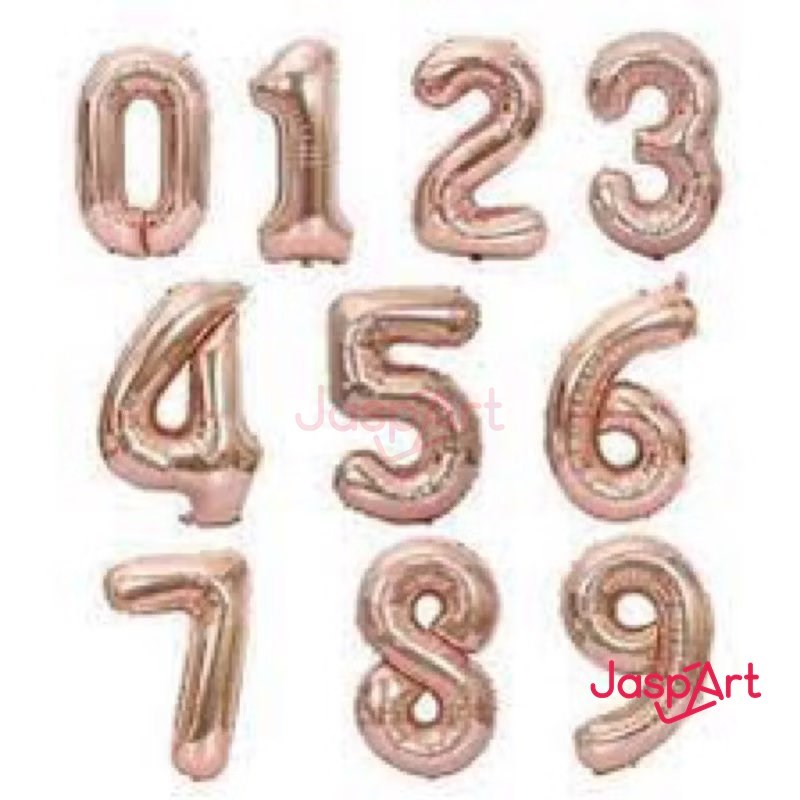 Jual Balon foil angka JUMBO rose gold font kurus 80 cm BESAR | Shopee ...