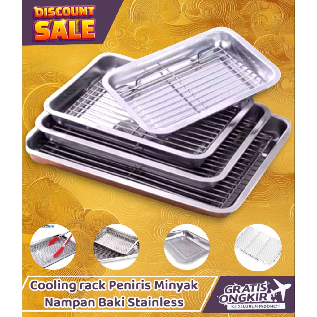 Jual Cooling rack Peniris Minyak Plus Nampan Stainless/Saringan/Nampan ...