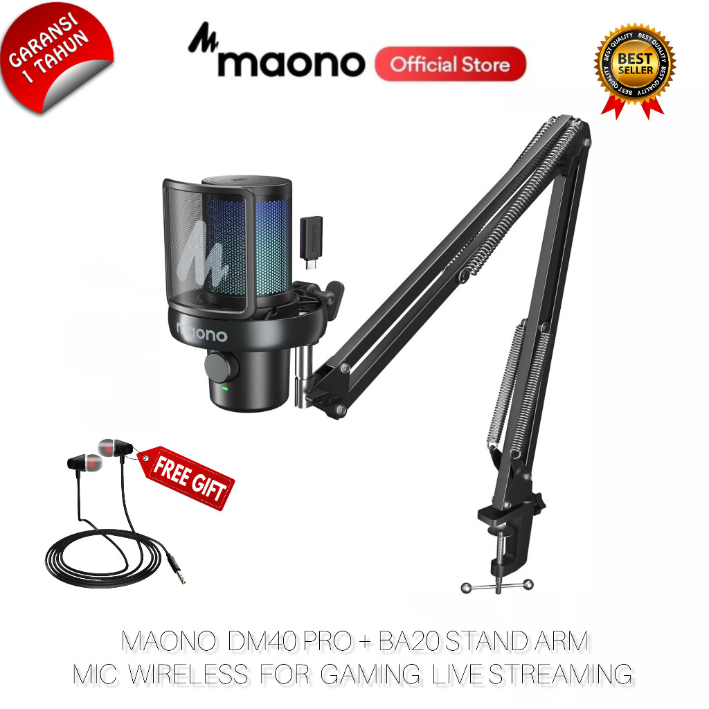 Jual Maono DM40 Pro USB Wireless Microphone AI Voice Change & 3 Level ...