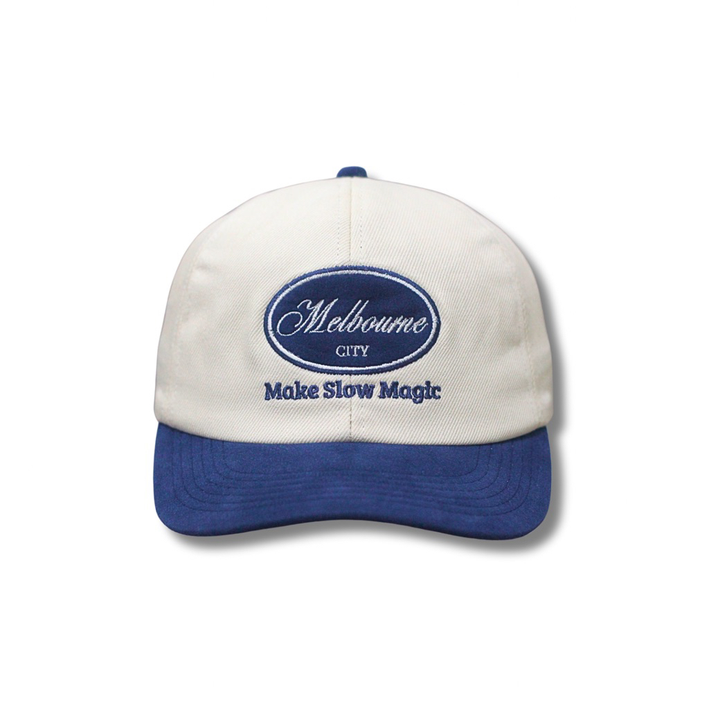Jual SHINE BOYER- Baseball Cap Denim Suede Navy Broken White Melbourne ...