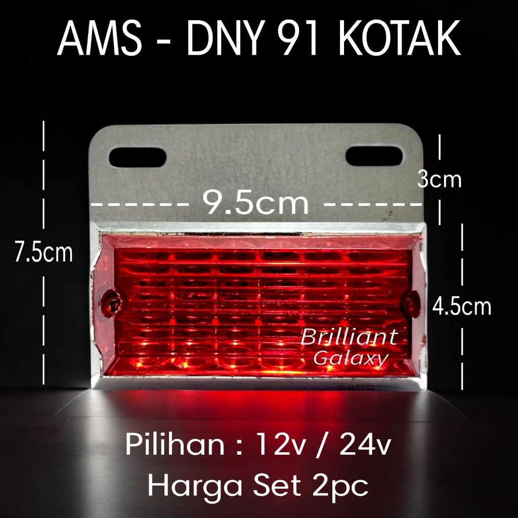 Jual AMS 91 KOTAK LED - Lampu Bak Truk Kotak 12v / 24v - Harga Set 2pc ...