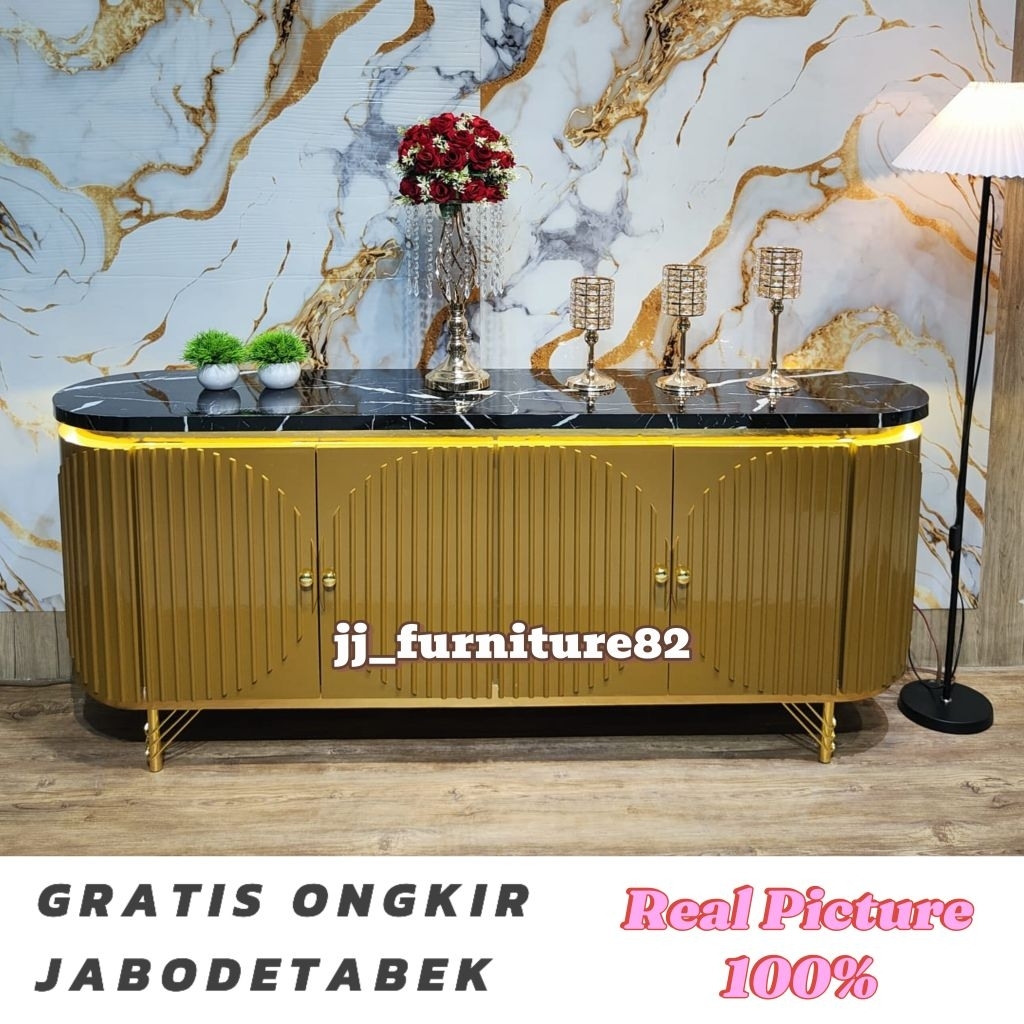 Jual Buffet Tv Oval Premium LED Top Table HPL Marmer FREE PENGIRIMAN ...