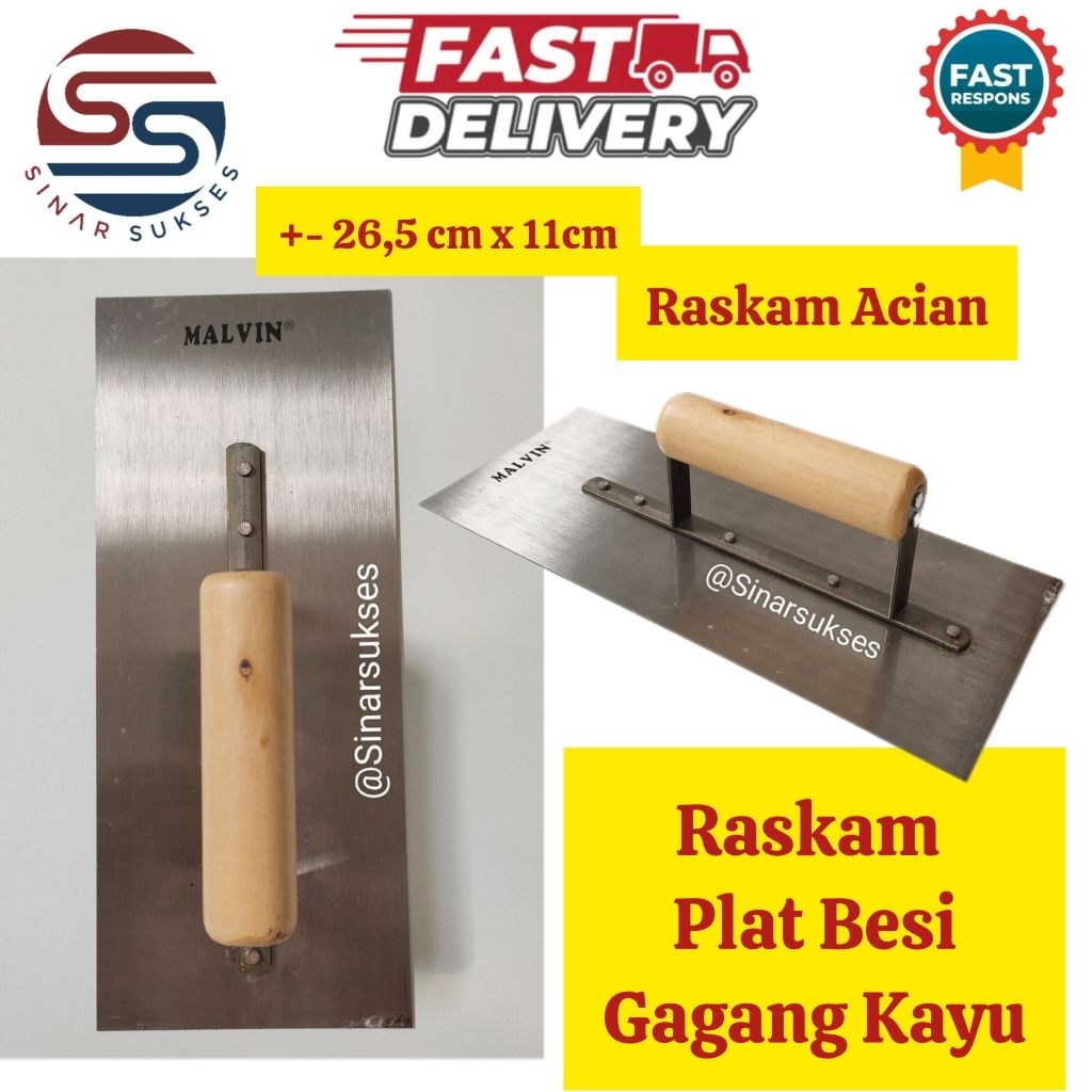 Jual Raskam Besi Acian/ Raskam Plat Besi Gagang Kayu/ Raskam Acian ...