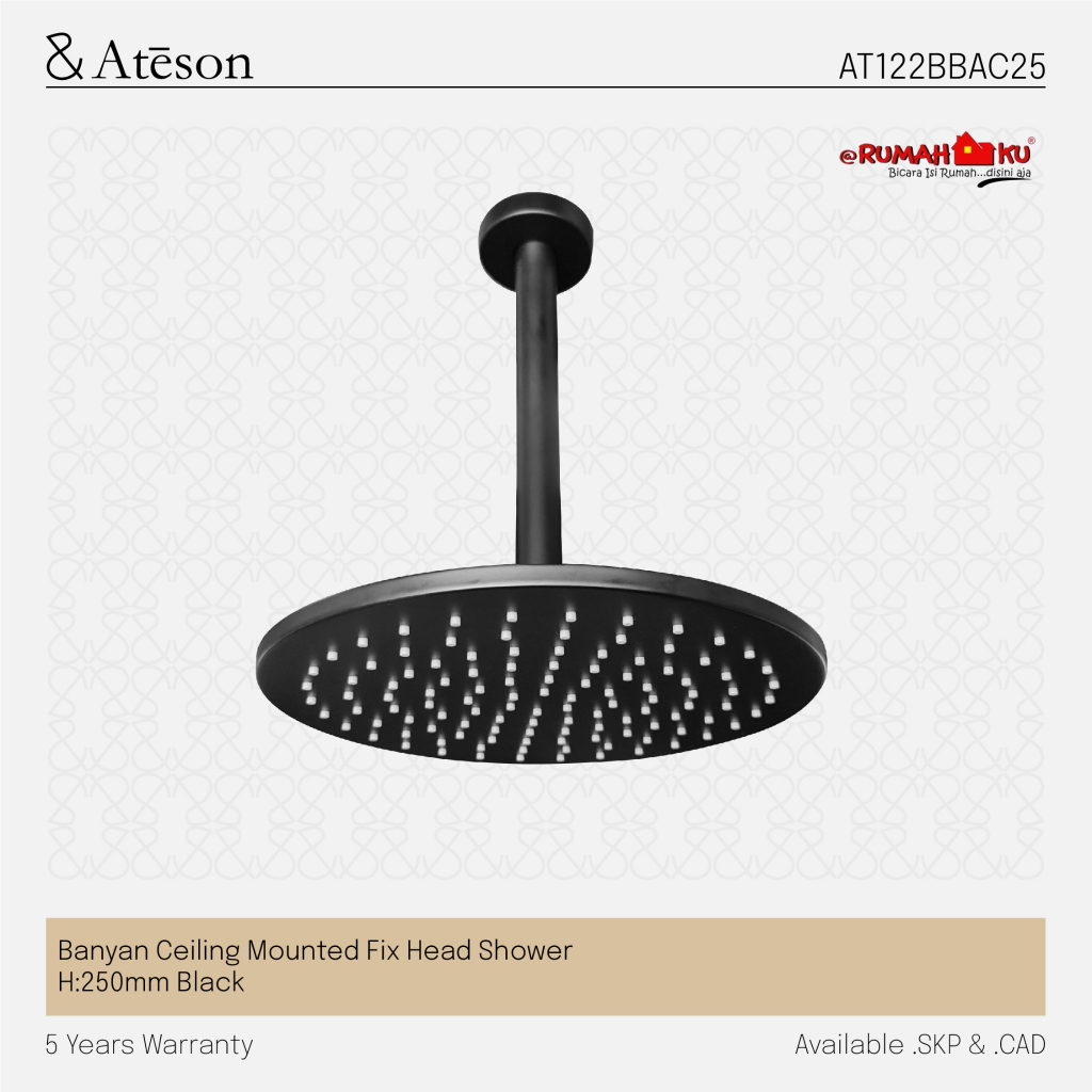 Jual Kepala Shower Atap ATESON AT122BBAC25 Banyan Ceiling Mounted Fix ...